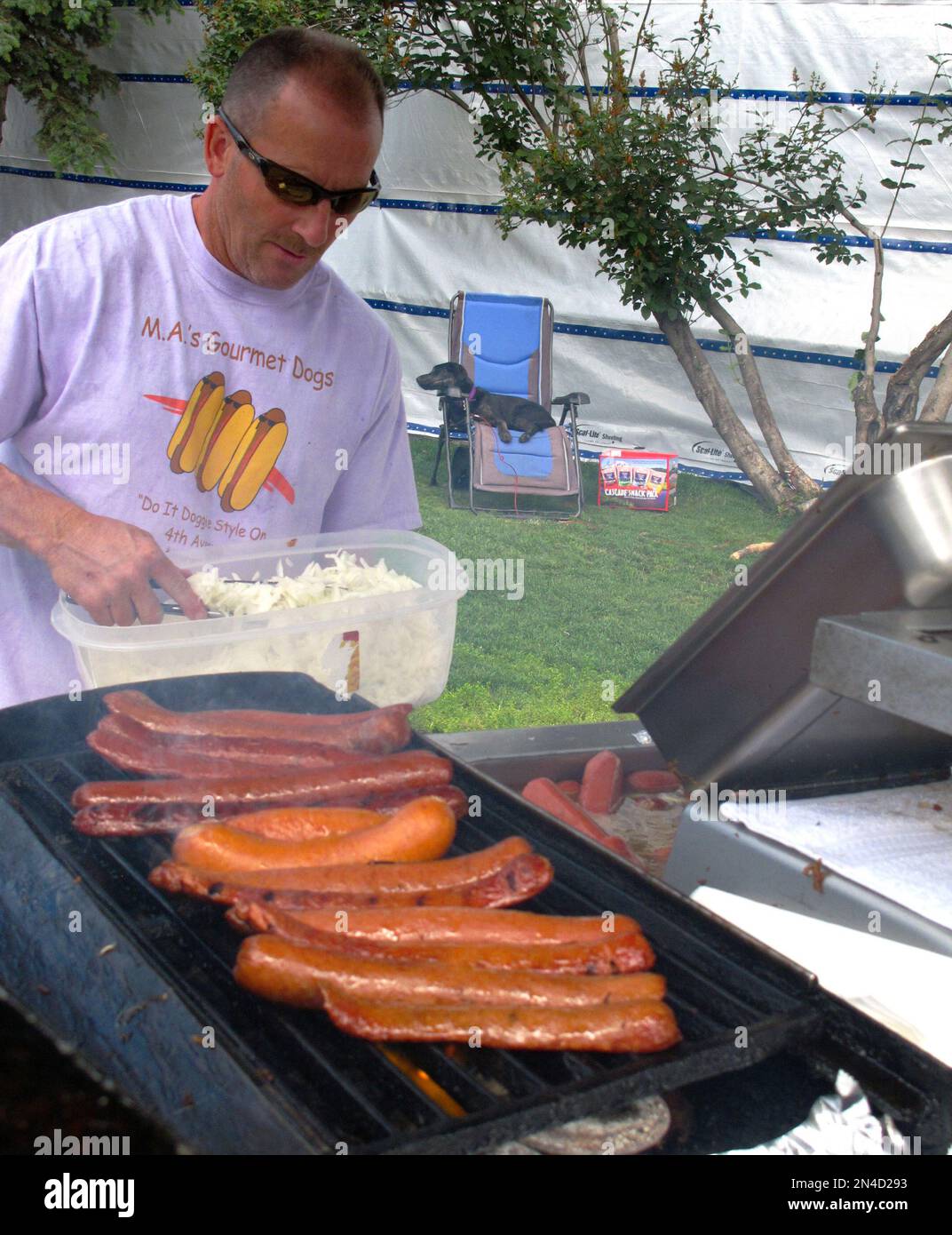 In this photo, taken Monday, July 14, 2014, Michael Anderson operates ...