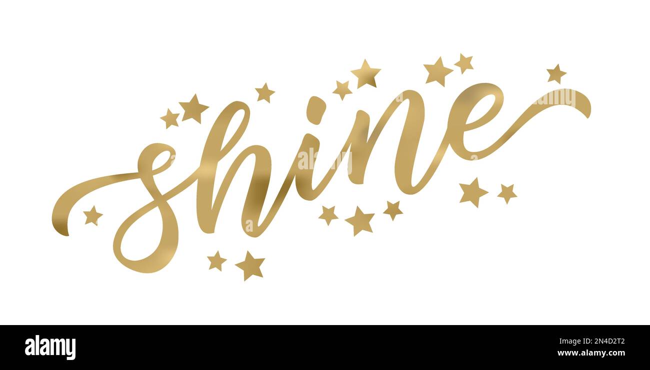SHINE. Gold effect. Word shine on white background. Vector illustration ...