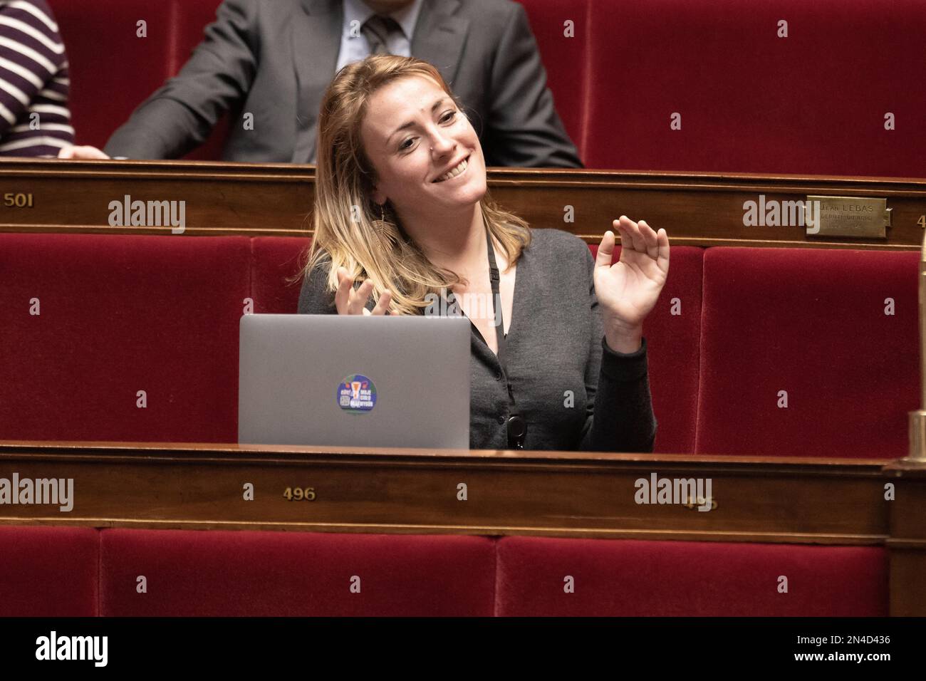 Deputy, Marie Pochon attends a session of Questions to the Government ...