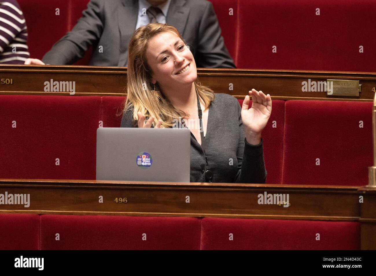Deputy, Marie Pochon attends a session of Questions to the Government ...