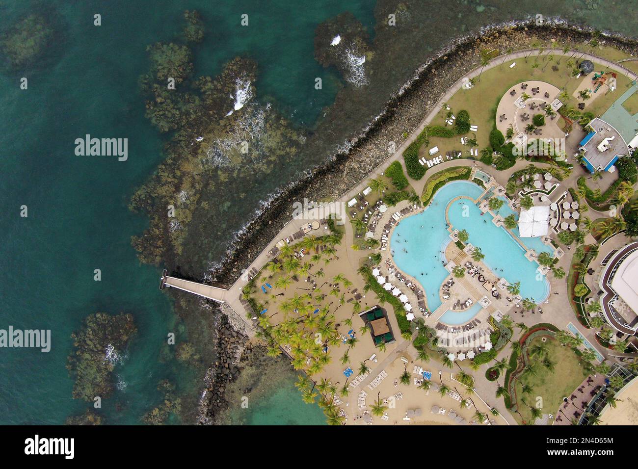 This July 16, 2014, photo, shows an aerial view of people enjoying the ...