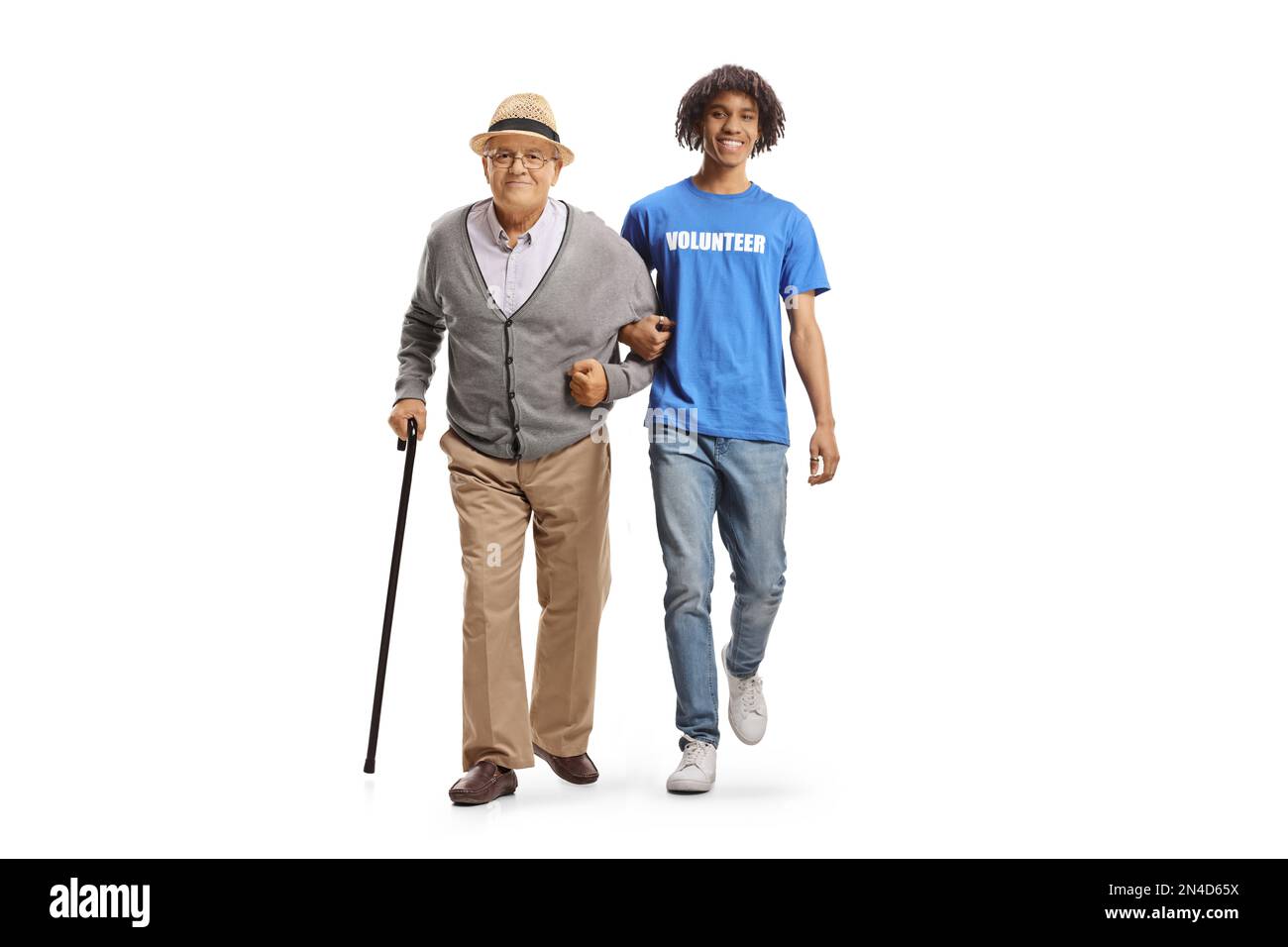 Full length portrait of an american african young male volunteer ...