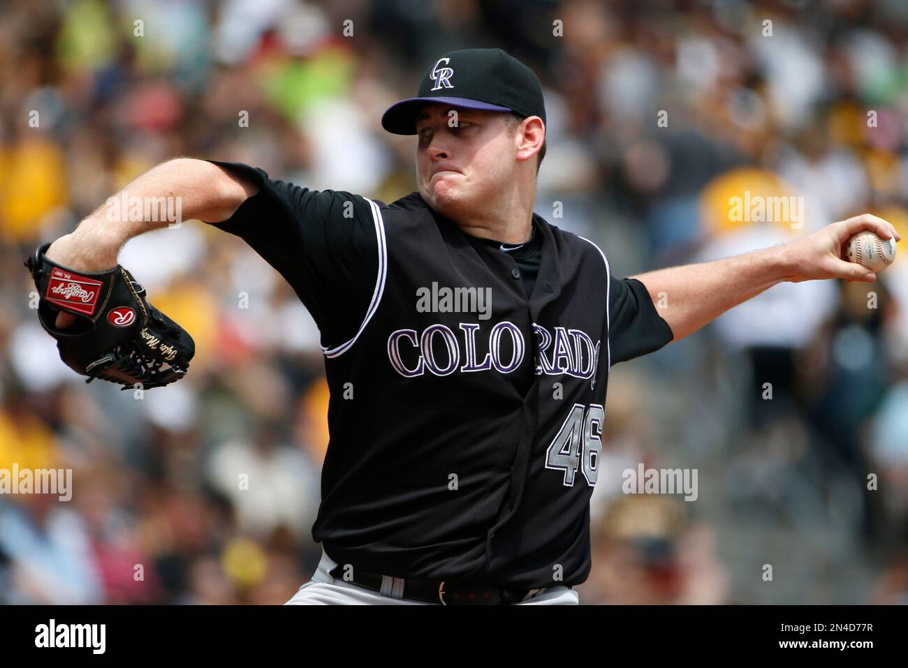 Colorado Rockies starting pitcher Tyler Matzek (46) delivers during the ...