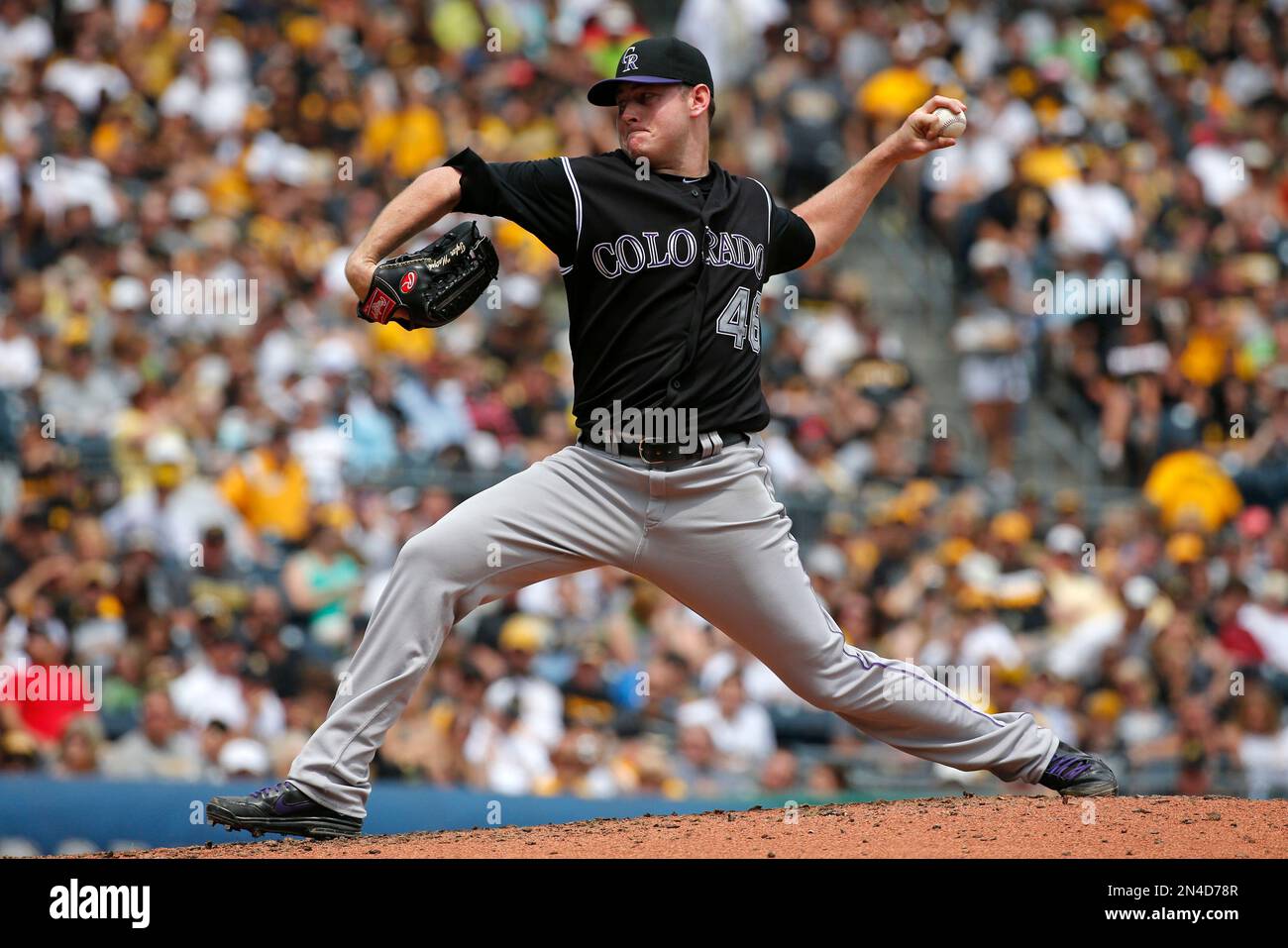 Colorado Rockies starting pitcher Tyler Matzek delivers during the ...