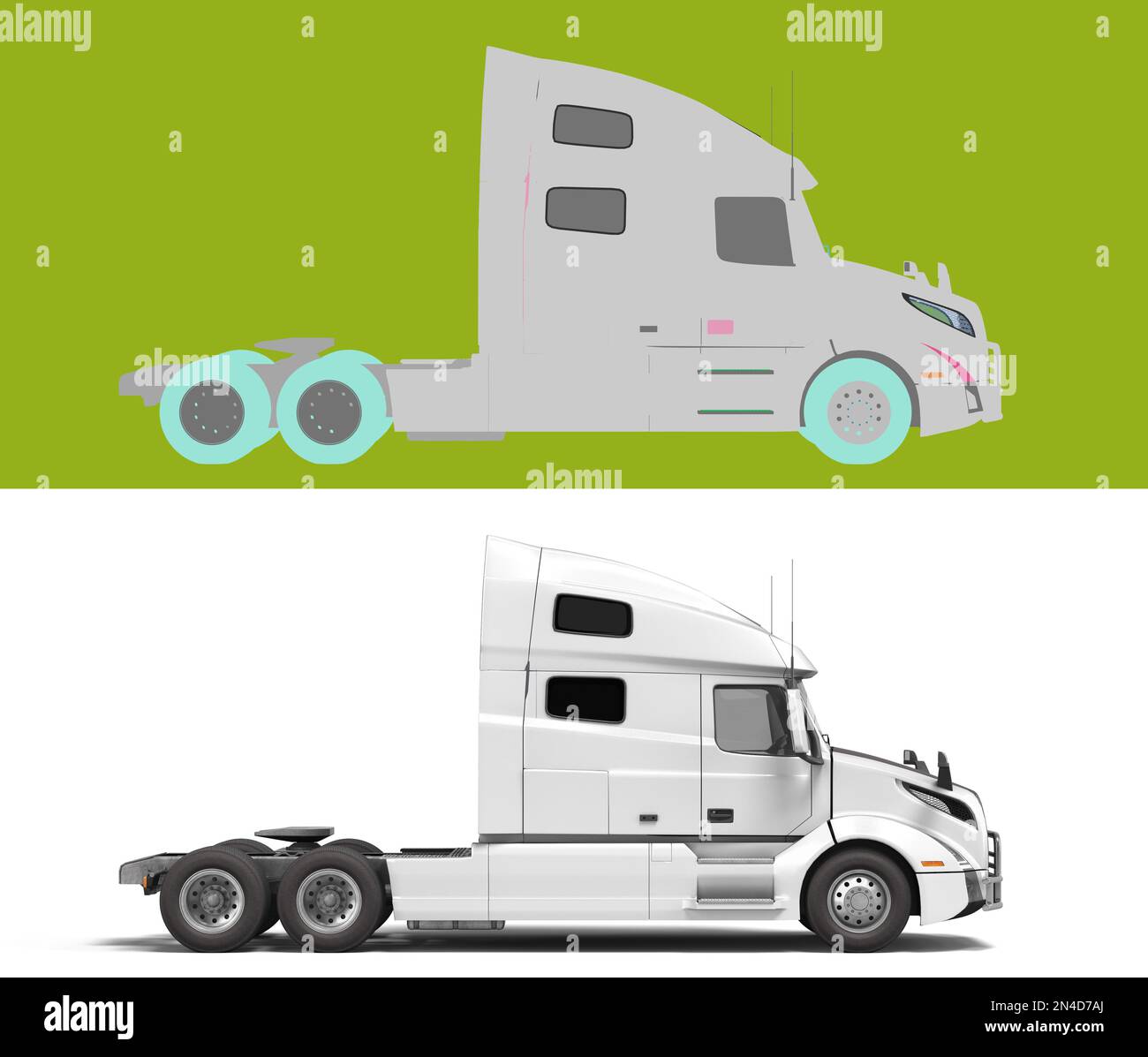 White semi truck with black inserts with carrying capacity of up to ...
