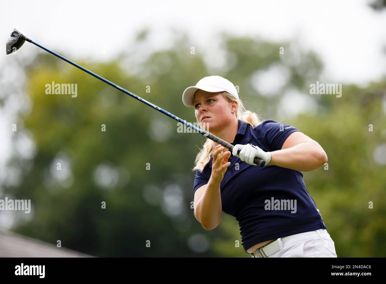 Caroline Hedwall, of Sweden, tees off on the seventh hole during the ...