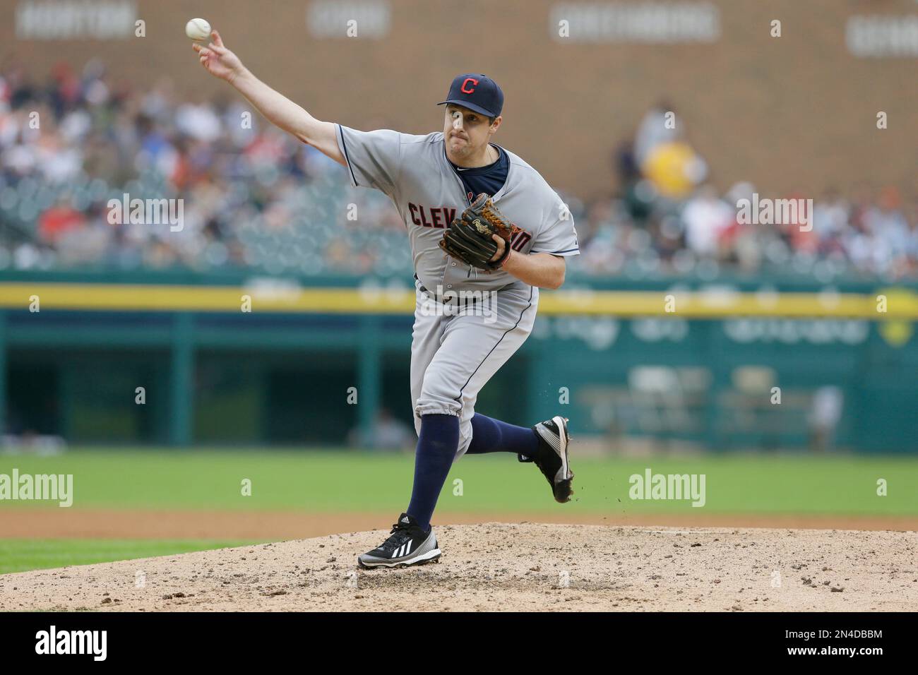 Cleveland Indians relief pitcher Bryan Shaw throws during the ninth ...