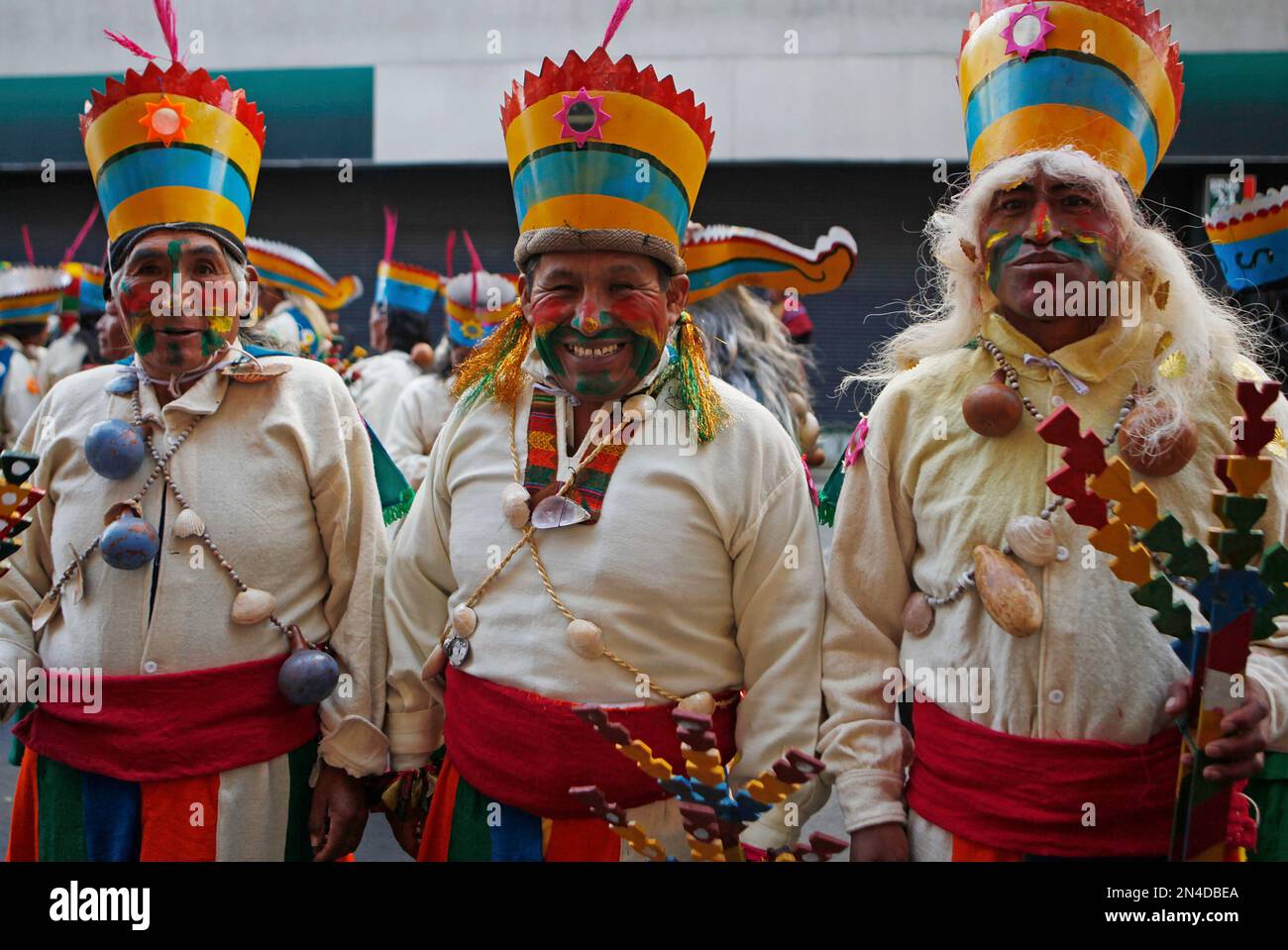 Aymara Indian dancers poses for a photo at the 4th annual Intercultural ...