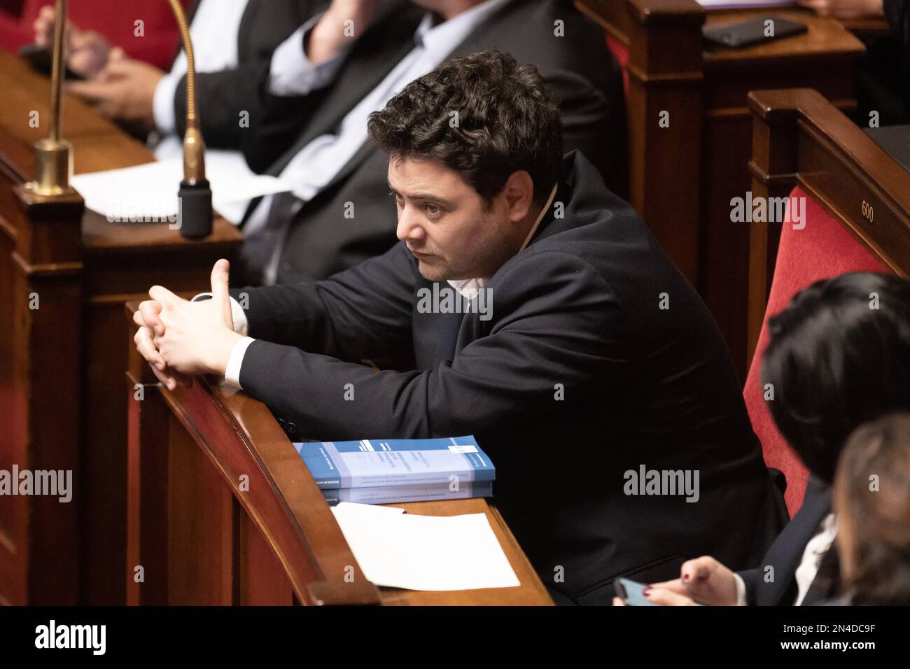 Deputy, Matthias Tavel attends a session of Questions to the Government ...