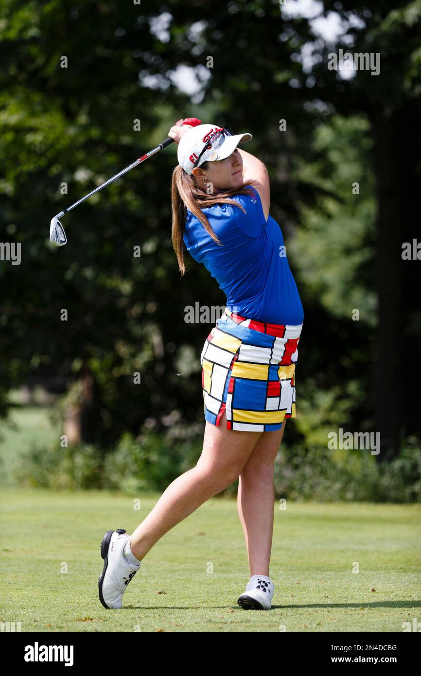 Amelia Lewis tees off on the second hole during the second round of the ...
