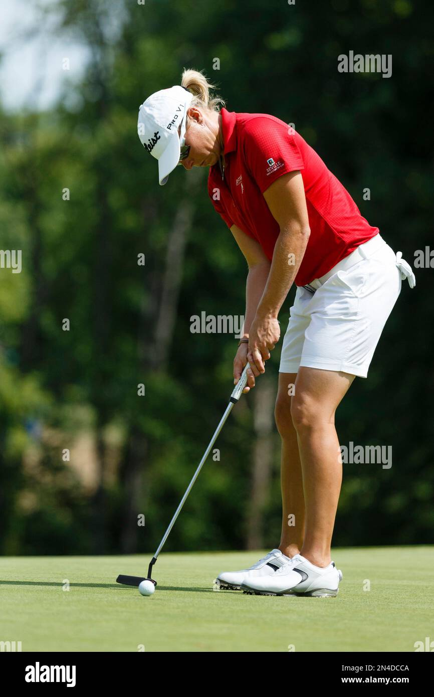 Alena Sharp putts on the first green during the second round of the ...