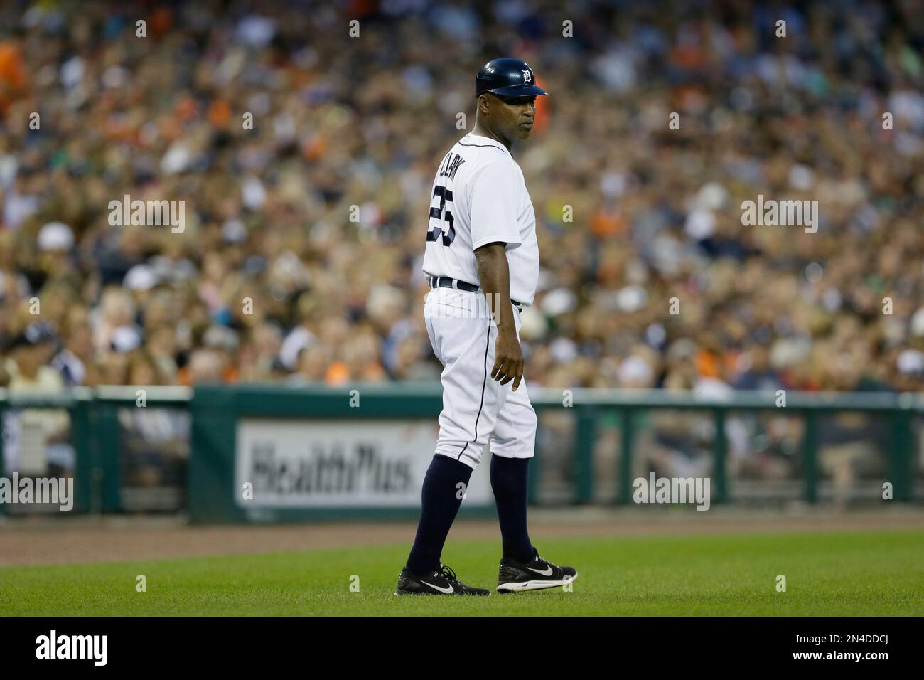 Detroit Tigers third base coach Dave Clark is seen during the sixth ...