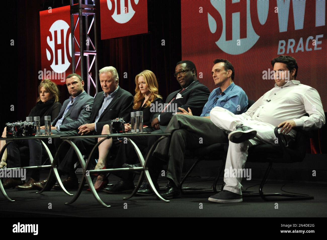 From left, Executive Producer Ann Biderman, Liev Schreiber, Jon Voight ...