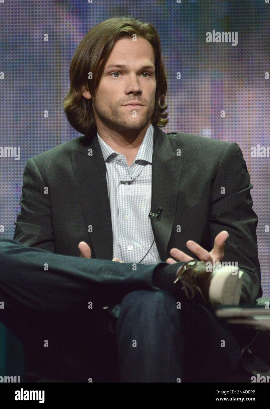 Jared Padalecki speaks on stage during the "Supernatural" panel at the ...