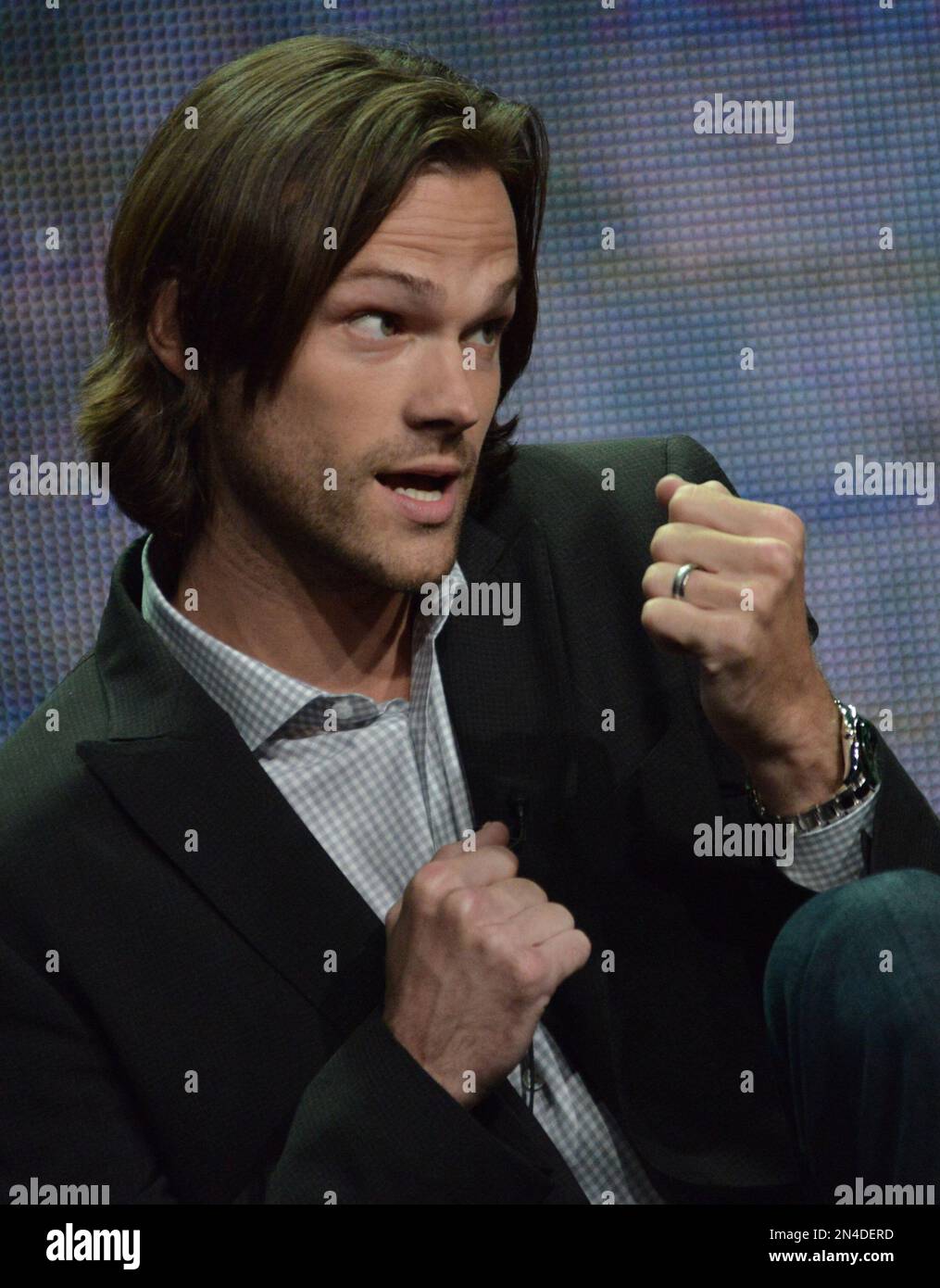 Jared Padalecki speaks on stage during the "Supernatural" panel at The ...