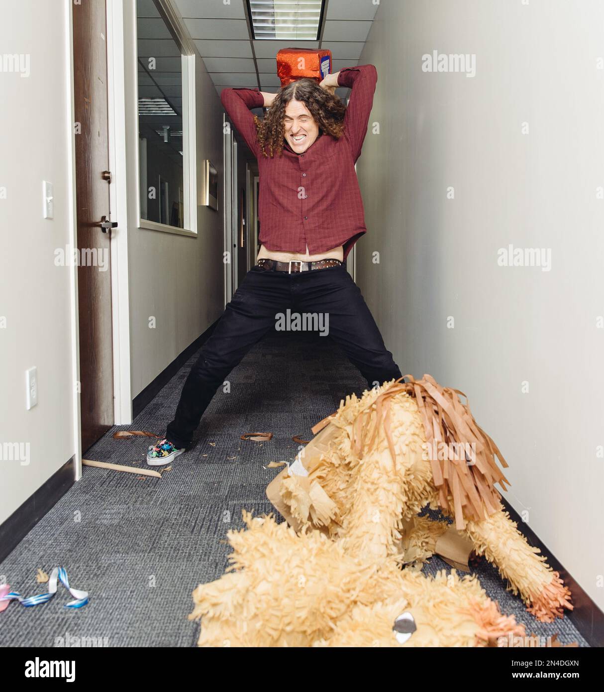Weird Al Yankovic poses for a portrait during an interview on Thursday ...