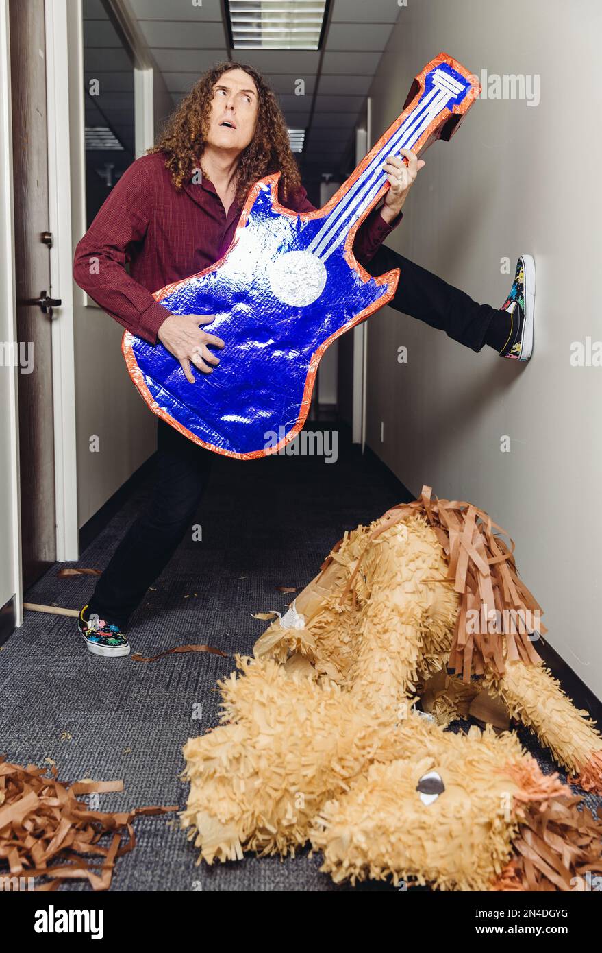 Weird Al Yankovic poses for a portrait during an interview on Thursday ...