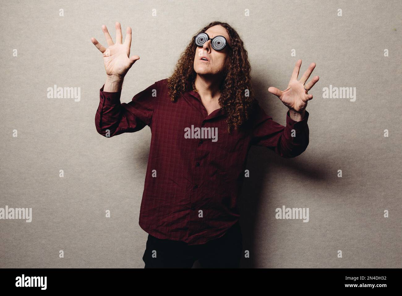 Weird Al Yankovic poses for a portrait during an interview on Thursday ...