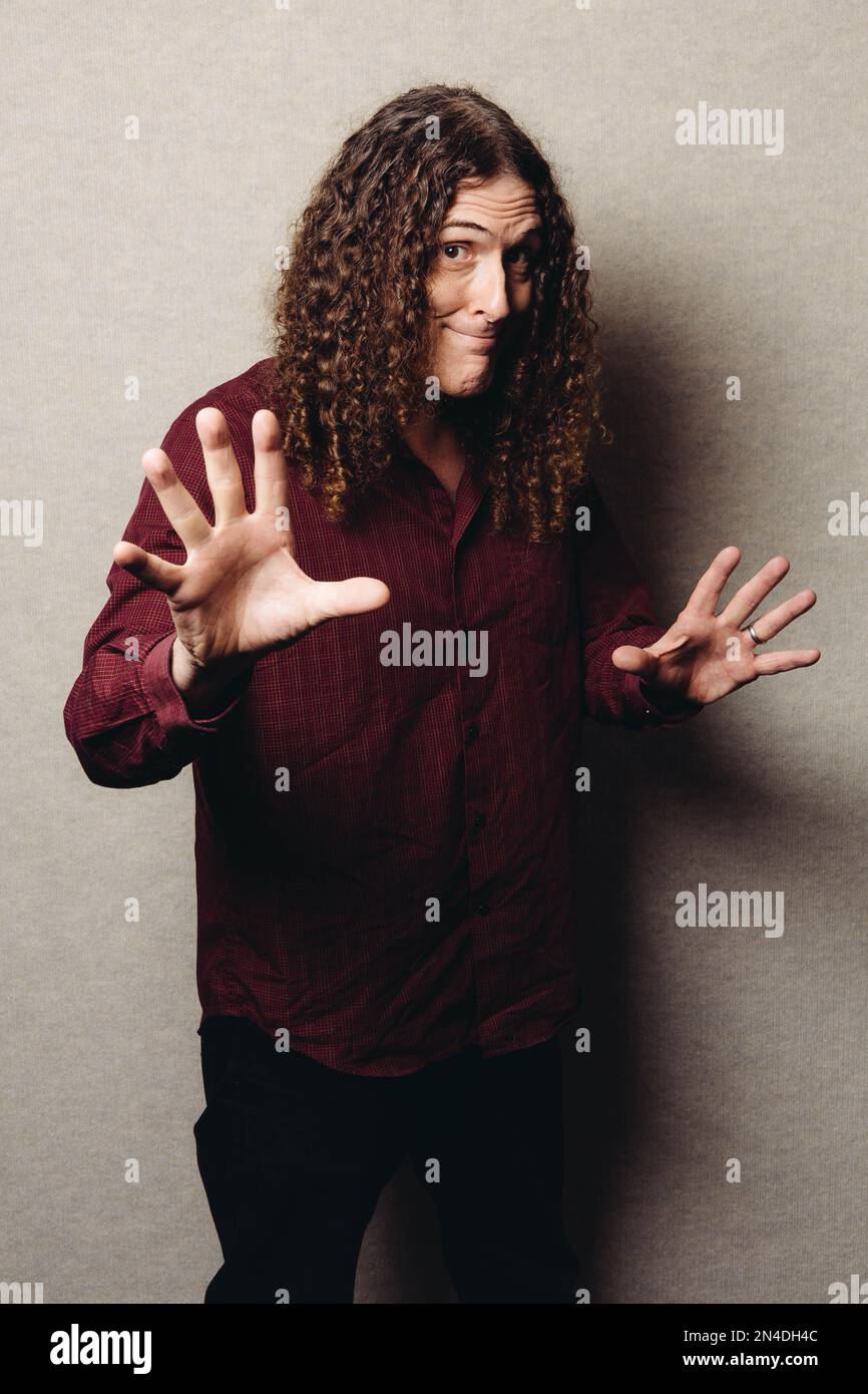 Weird Al Yankovic poses for a portrait during an interview on Thursday ...