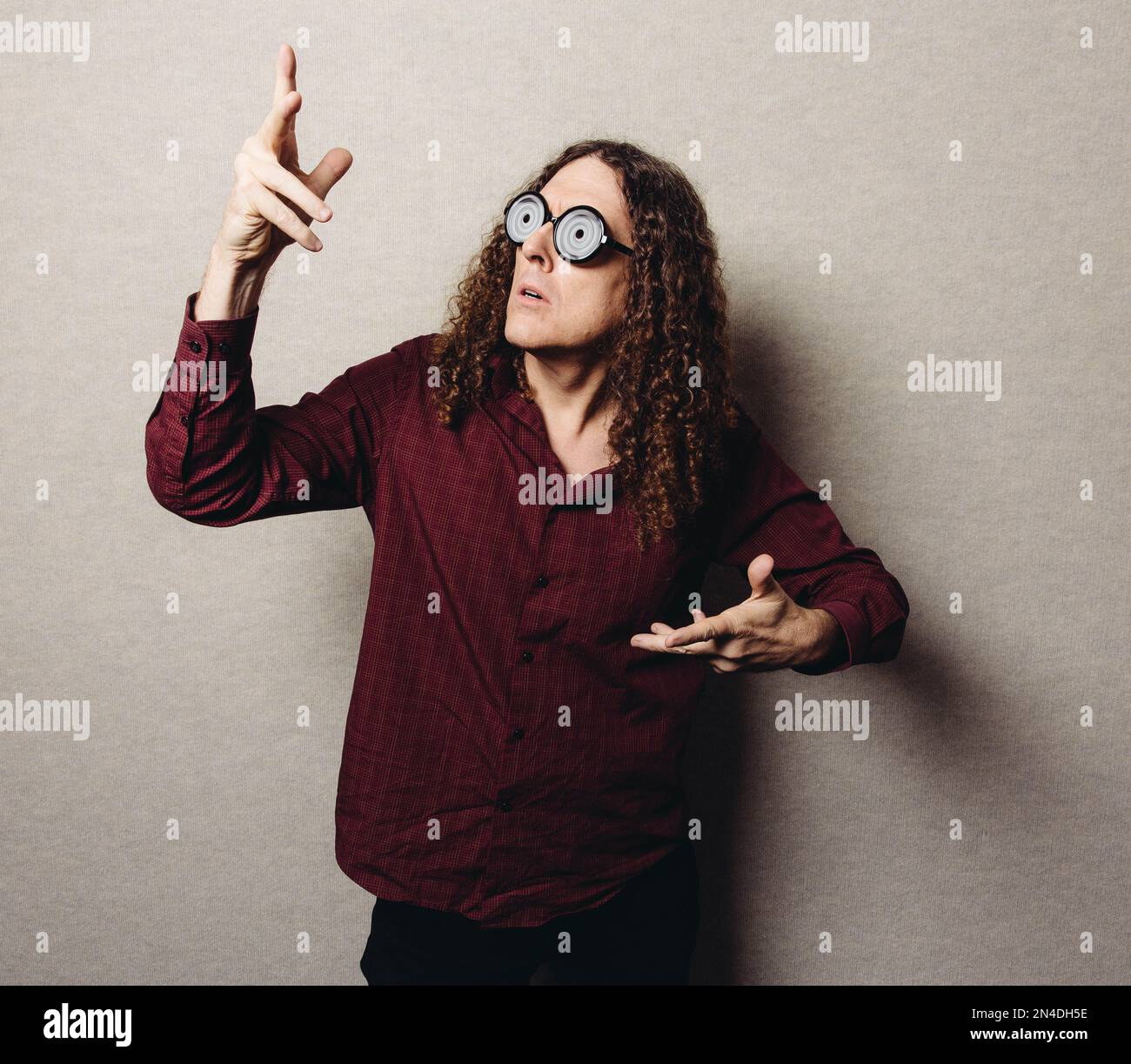 Weird Al Yankovic poses for a portrait during an interview on Thursday ...