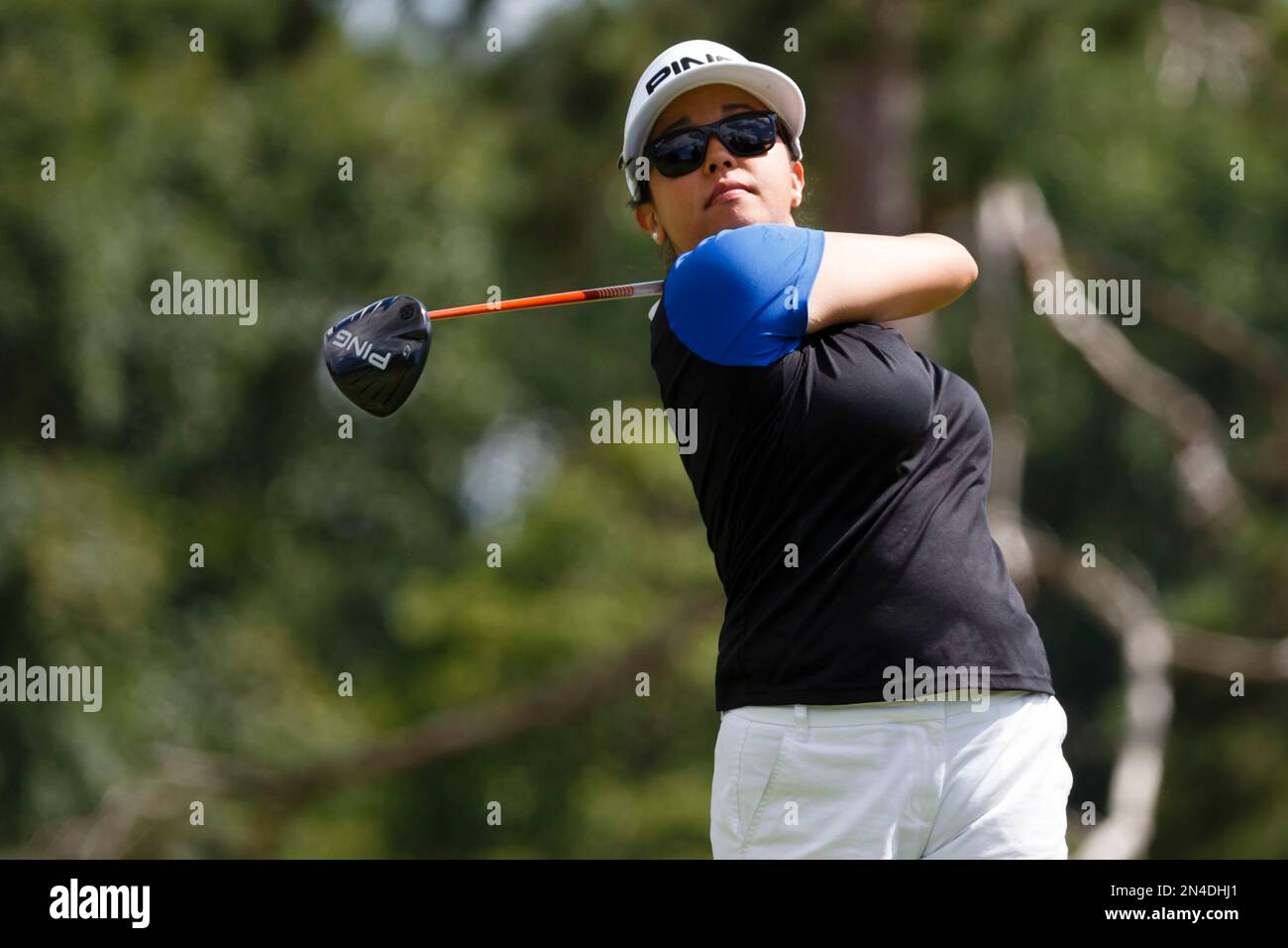 Jane Park tees off on the 15th hole during the first round of the Marathon Classic LPGA golf ...