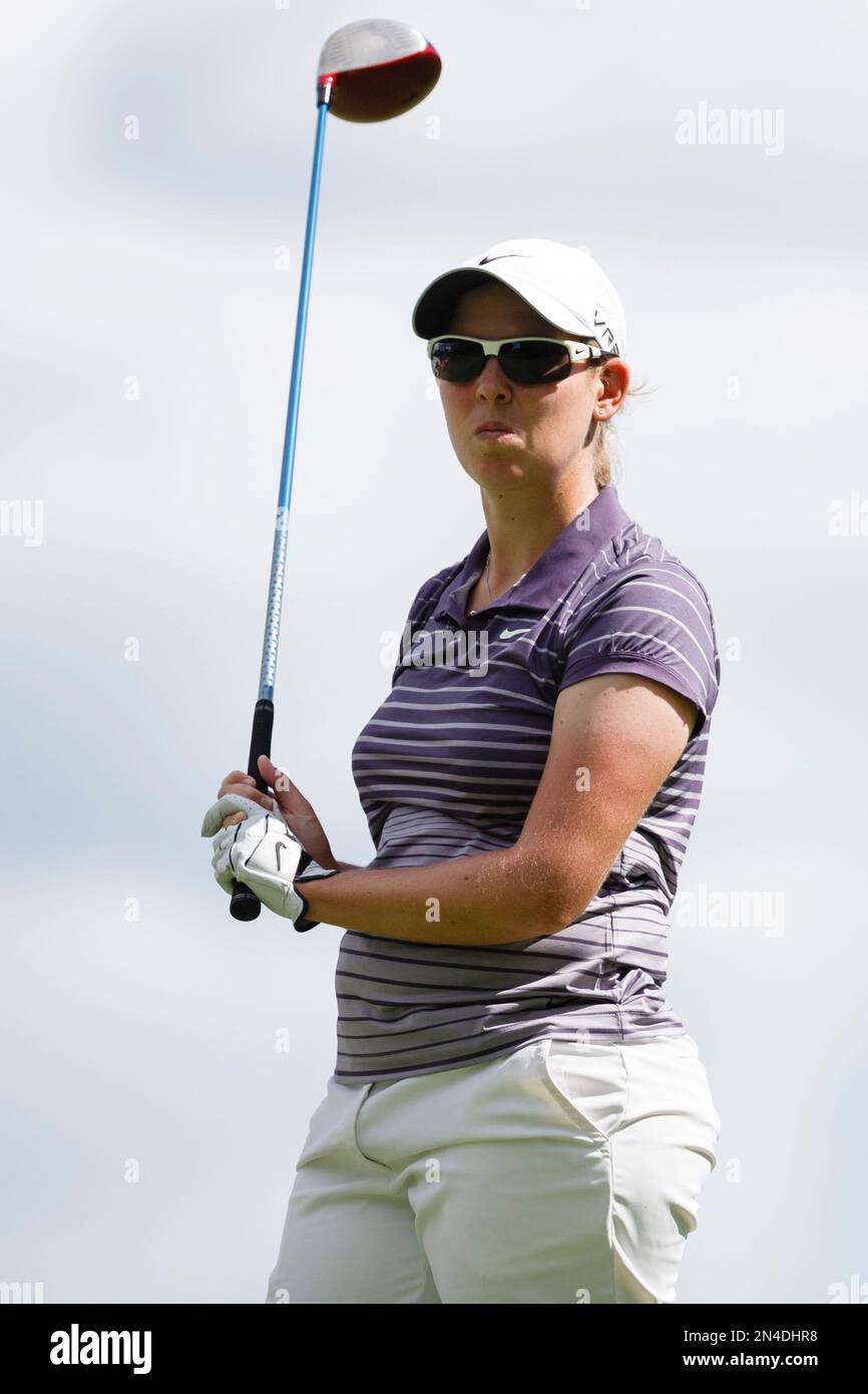 Ashleigh Simon tees off on the seventh hole during the the first round ...