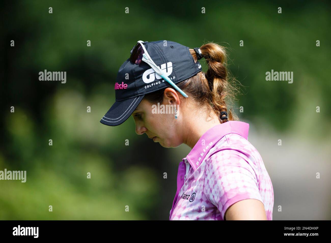 Beatriz Recari, of Spain, reacts on the sixth green during the the ...