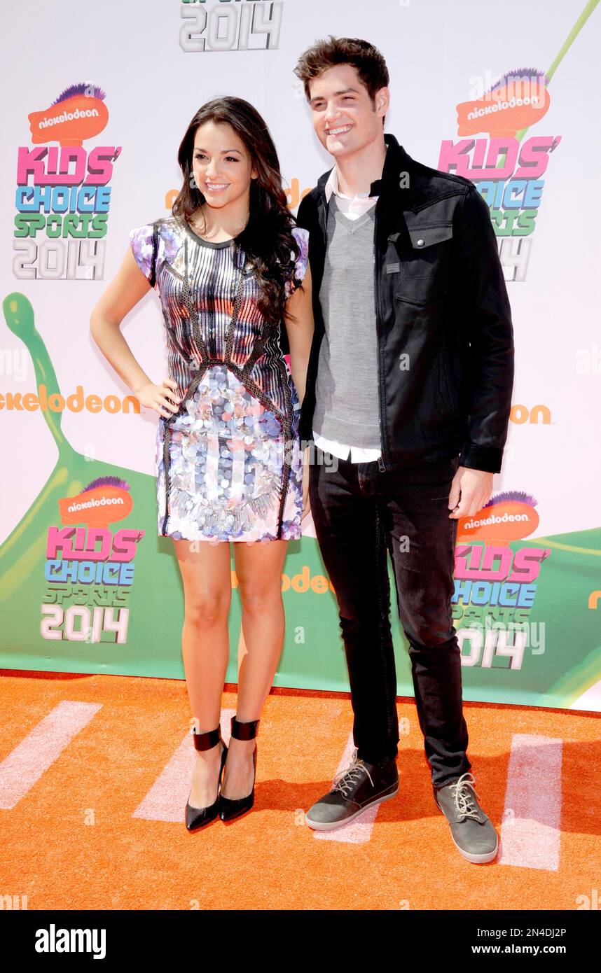 Ana Villafane, left, and Ben Winchell arrive at the Kids' Choice Sports ...