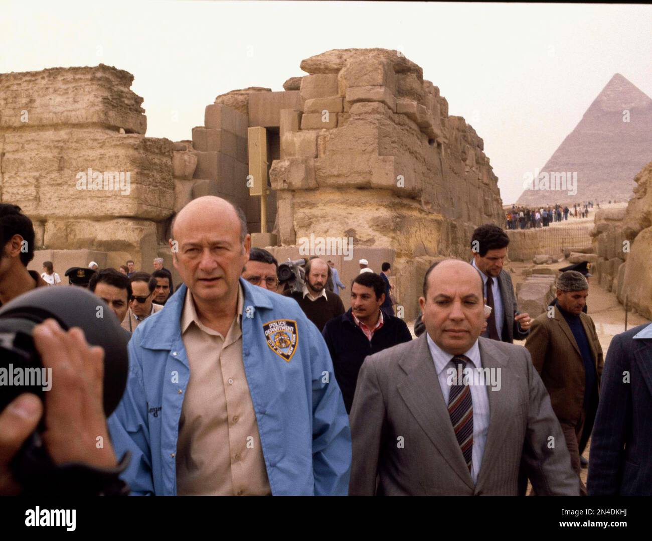 New York City Mayor Edward I. Koch is pictured sightseeing in Giza ...
