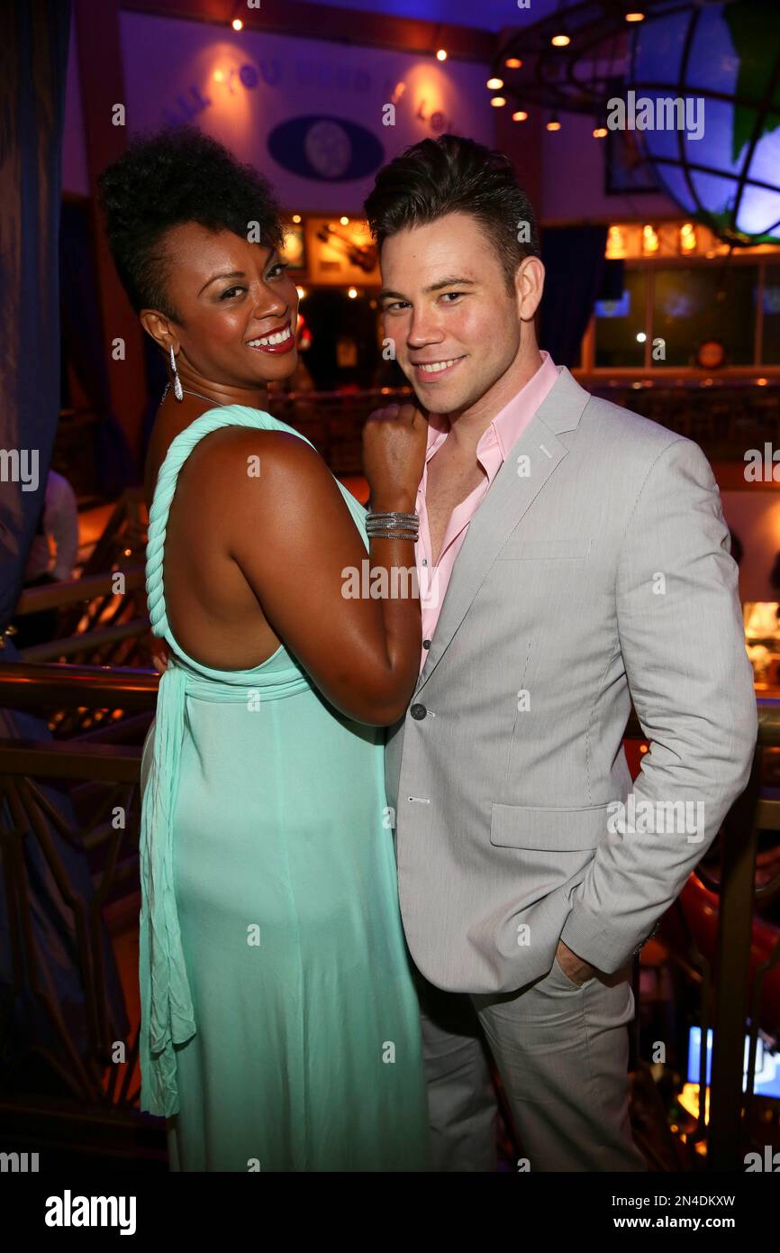 From left, cast members Jacqueline B. Arnold and Todd Adamson pose ...