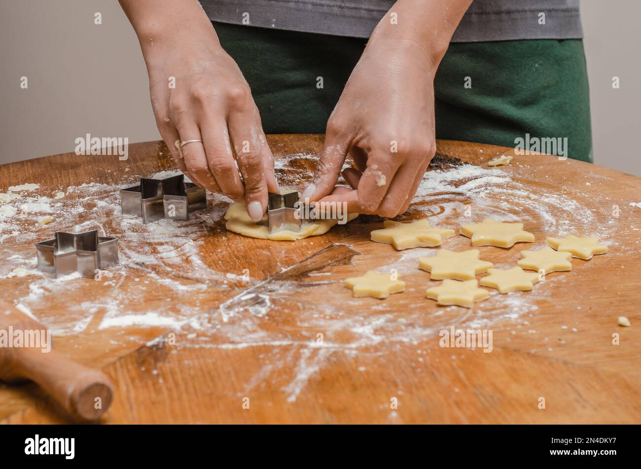 Preparation of sweet biscuits in the shape of the Star of David Stock ...