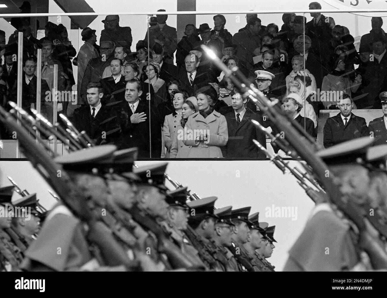 President Nixon salutes as cadets from the West Point Military Academy ...