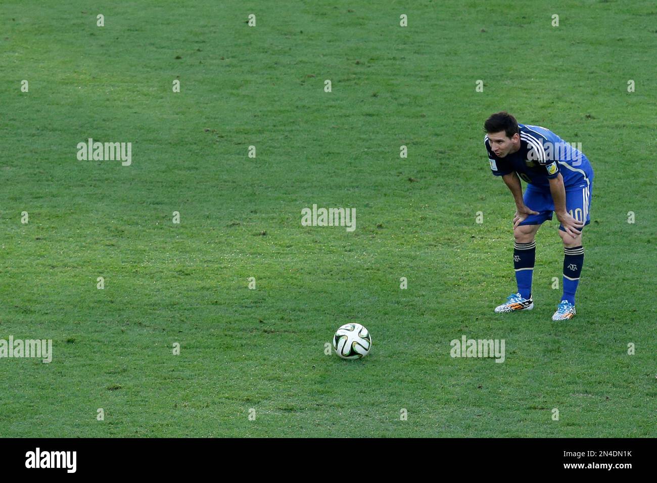 Argentina's Lionel Messi prepares to shoot a free kick during the World ...