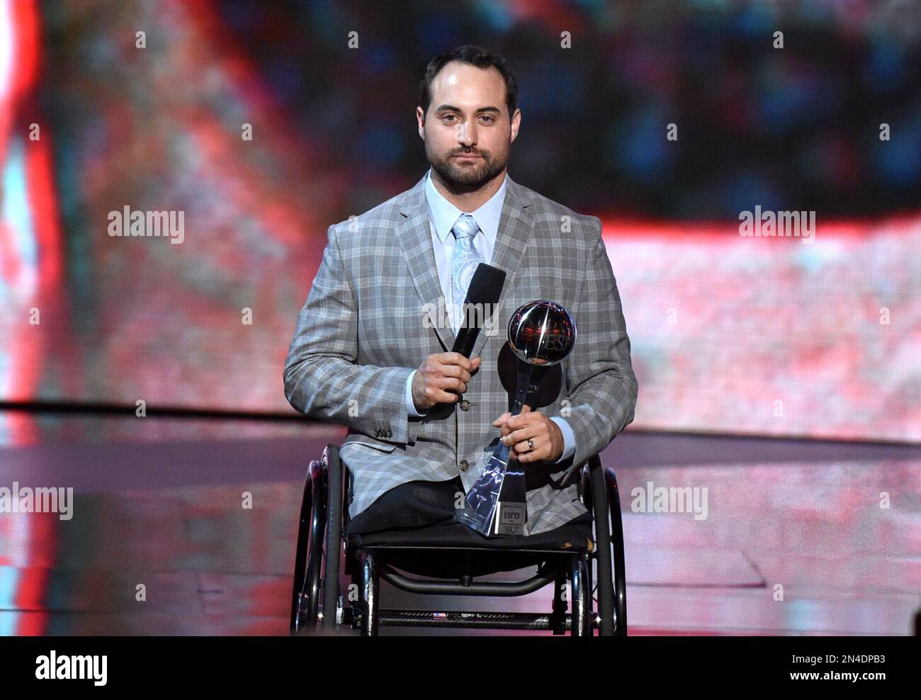 Josh Sweeney accepts the Pat Tillman award for service at the ESPY ...