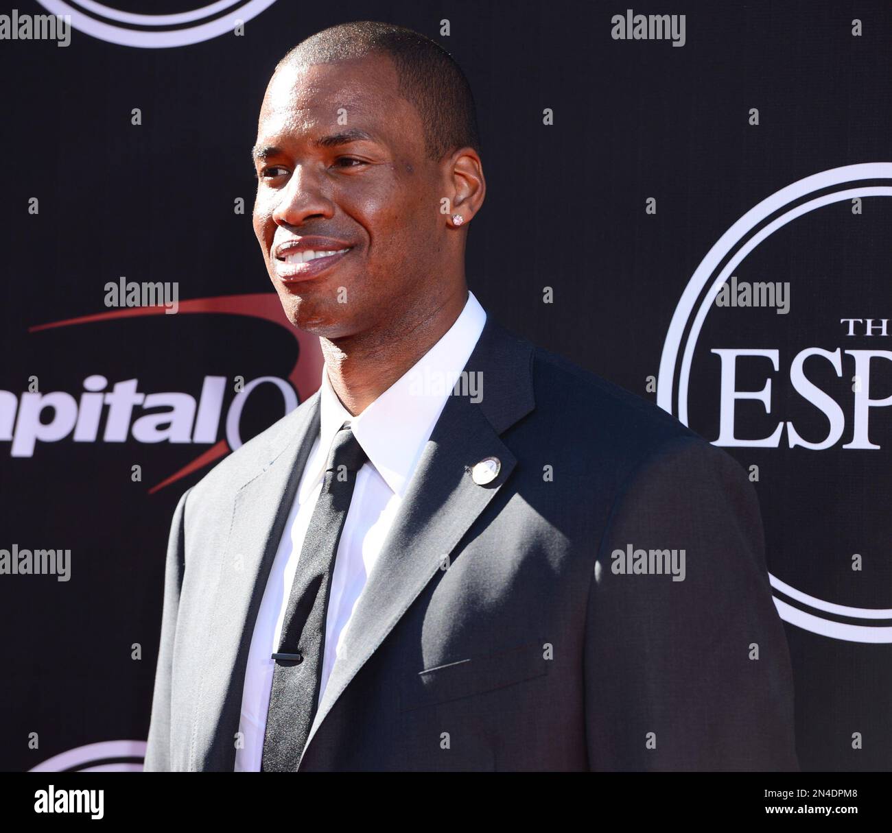 Brooklyn Nets' Jason Collins arrives at the ESPY Awards at the Nokia ...