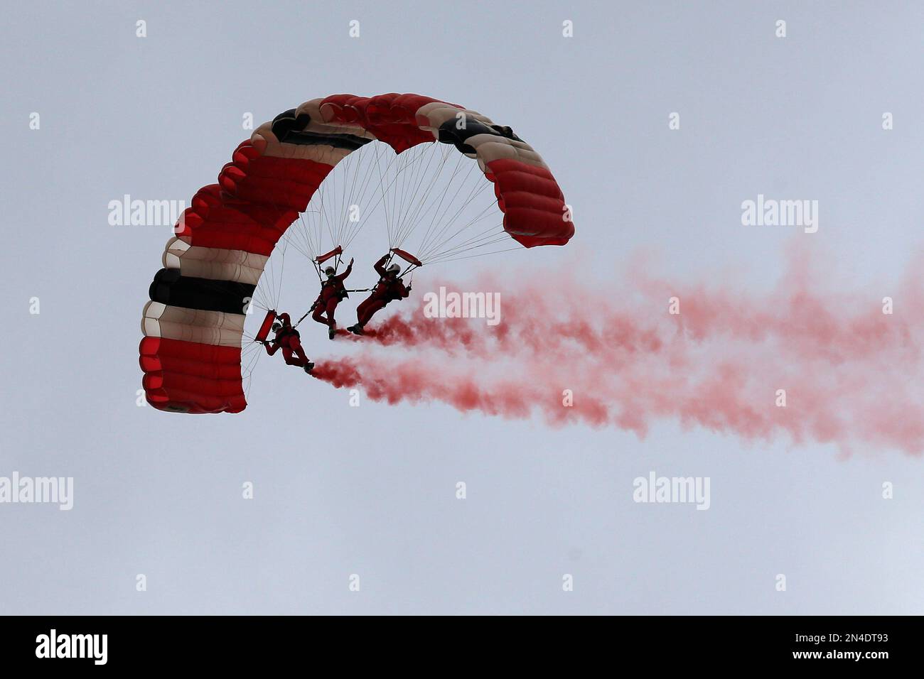 The British Army's Parachute Regiment display team, the Red Devils ...