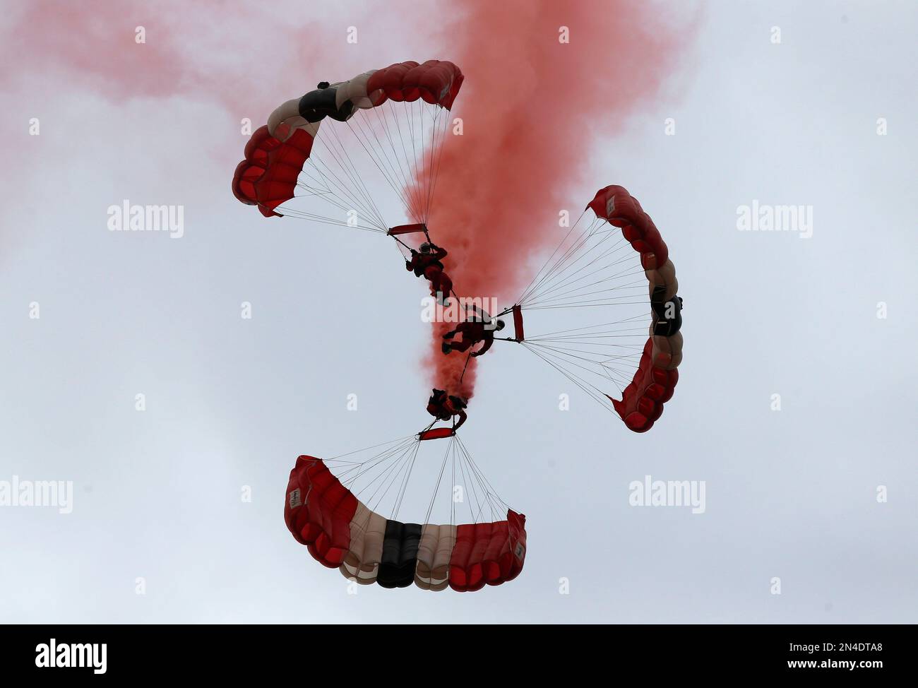The British Army's Parachute Regiment display team, the Red Devils ...