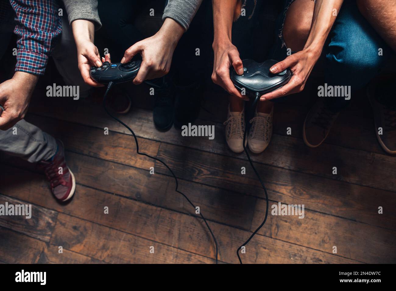 People play video game. Tension and competition Stock Photo - Alamy