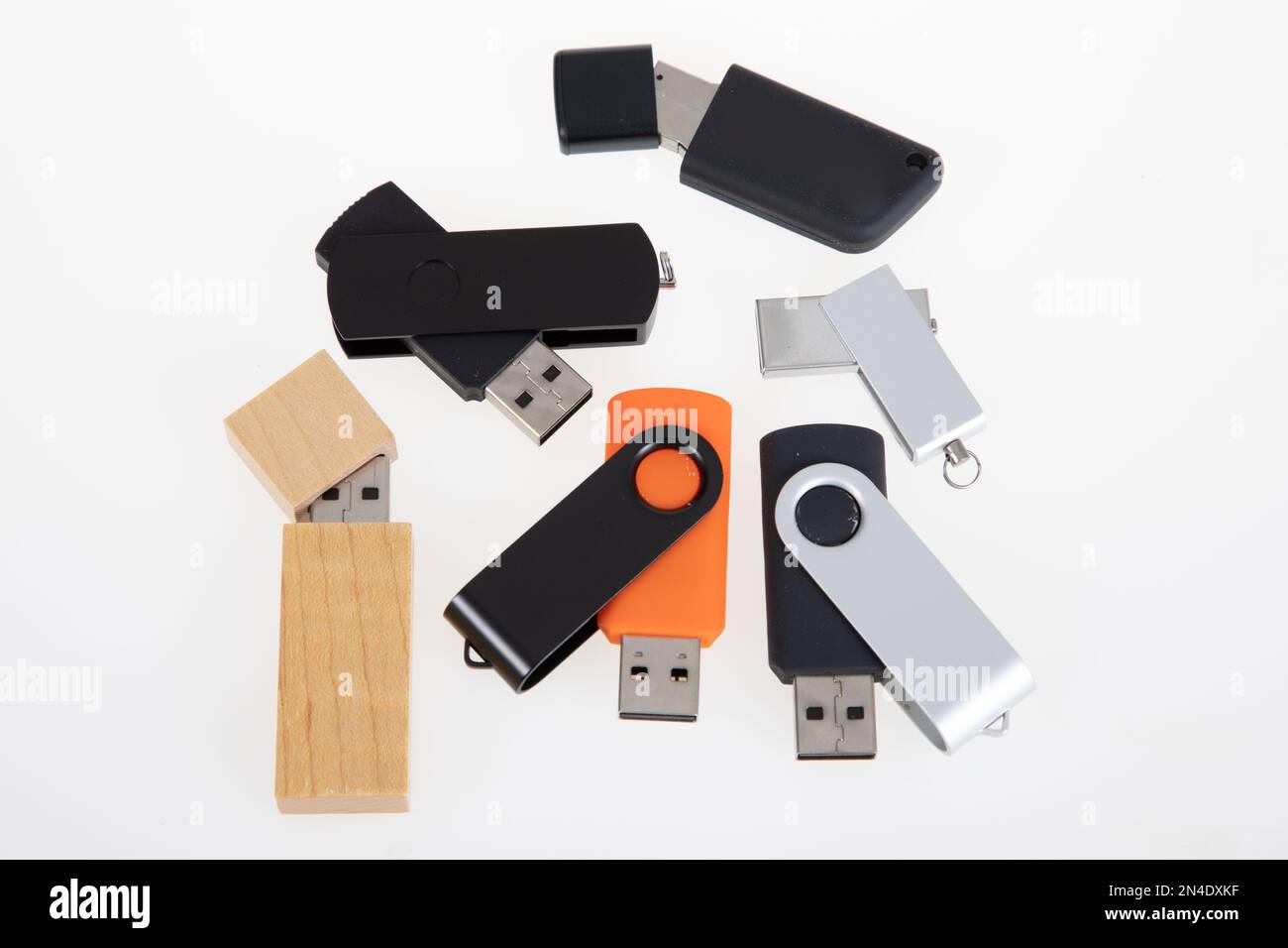 flash drive several usb keys of different size models on white ...