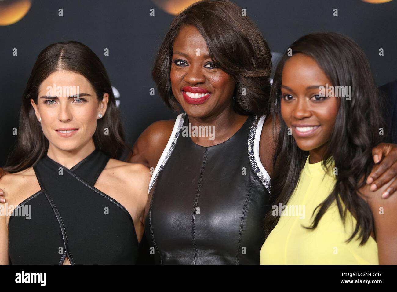 From left, Karla Souza, Viola Davis, and Aja Naomi King attend the ...