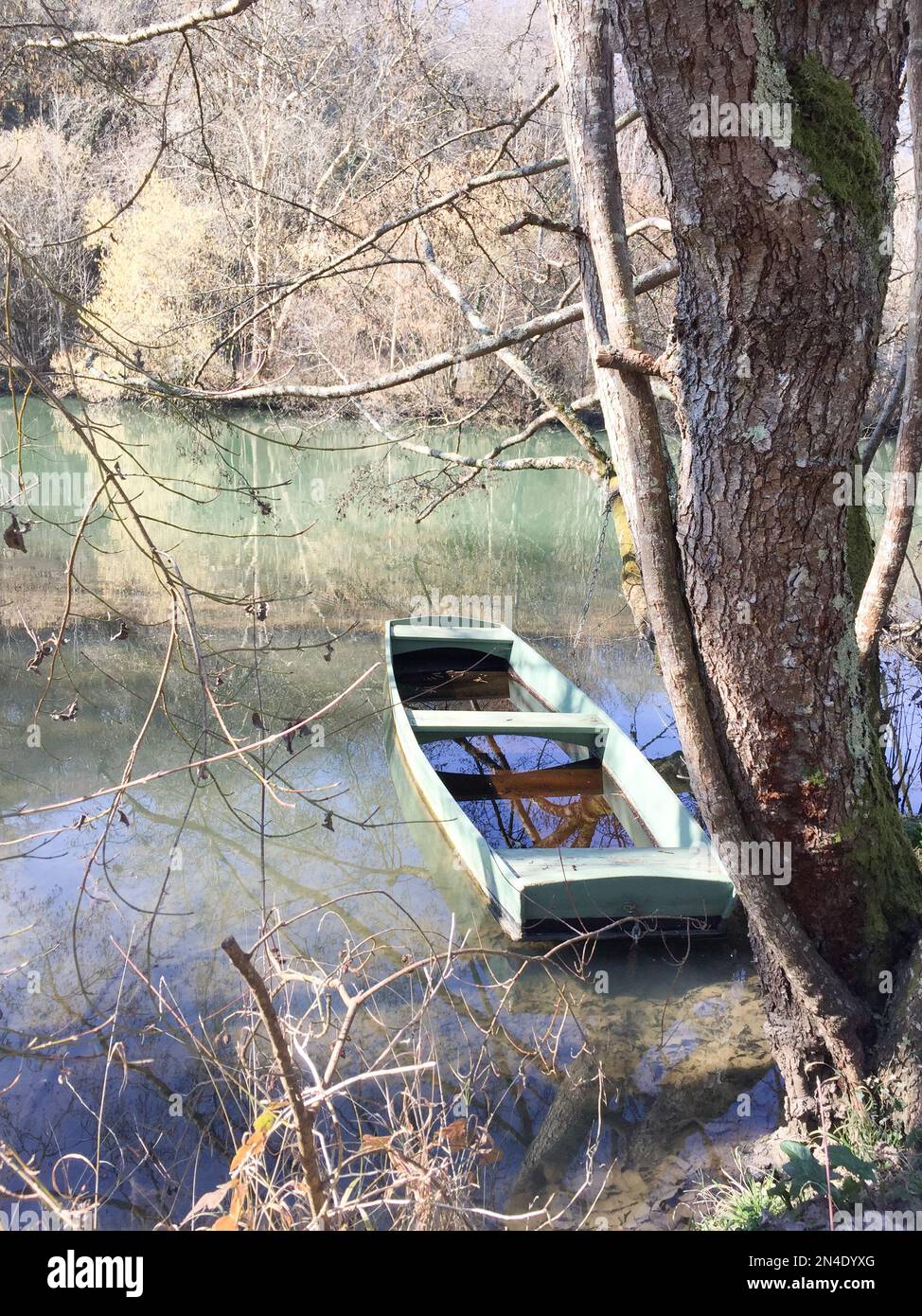 old rowing boats on a lake river Stock Photo - Alamy