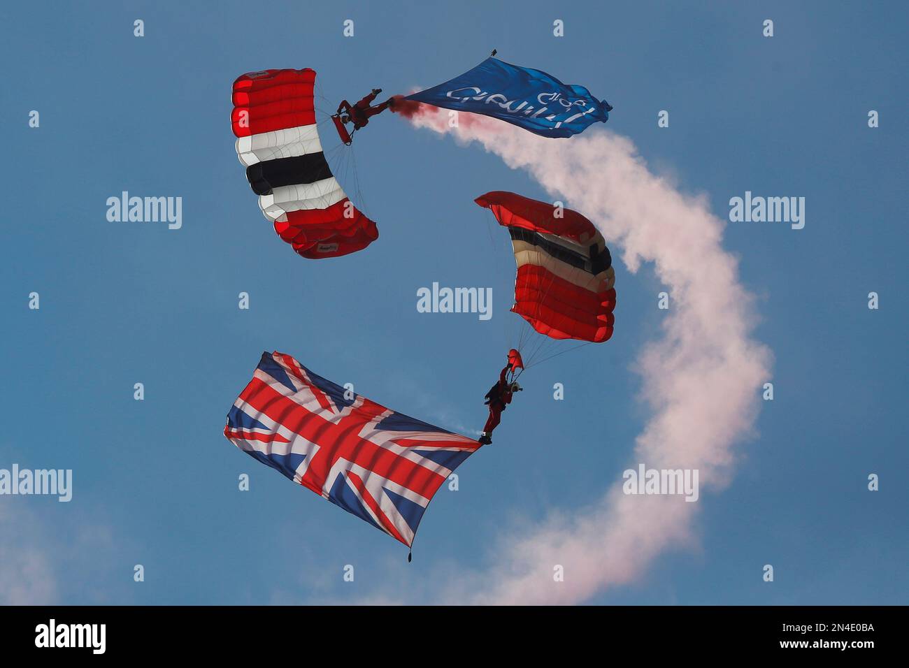 The British Army's Parachute Regiment display team, the Red Devils ...