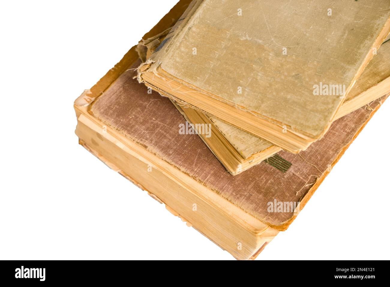 Stack of old antique big books isolated on white background,close up ...