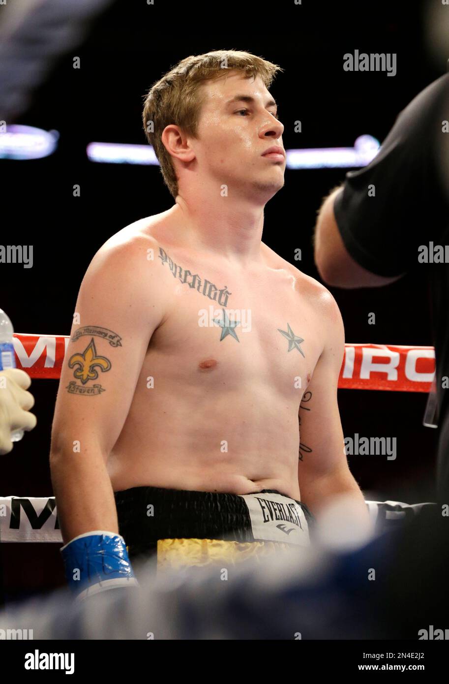 Dakota Dawson is shown before the start of a boxing match against Ramon ...