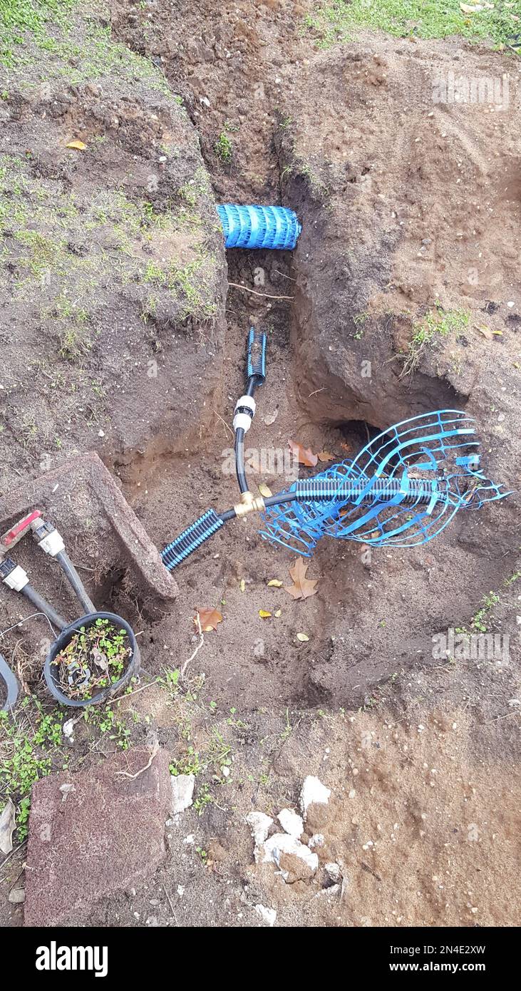 outdoor sliced water pipe excavation Stock Photo - Alamy