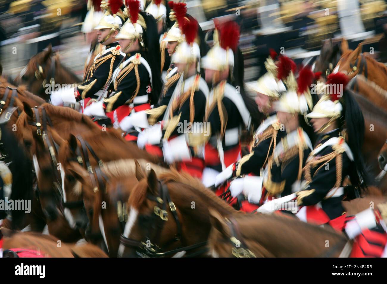 French Republican Guards parade during the traditional Bastille Day ...