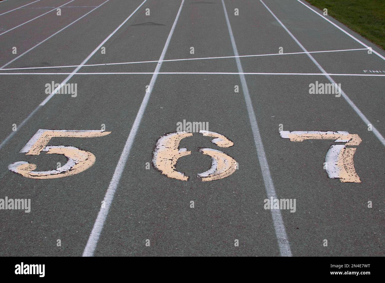 Numbered Lanes on Running Track Stock Photo - Alamy