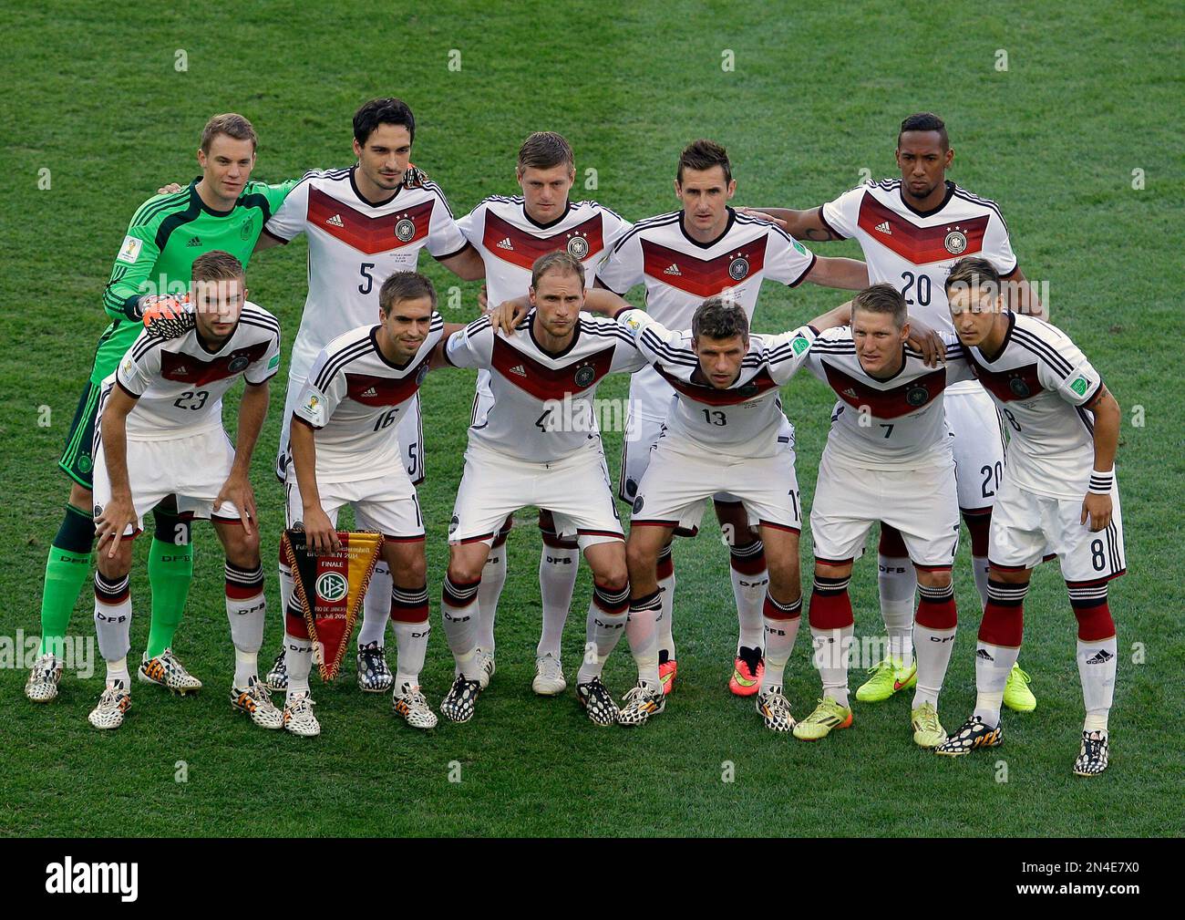 Germany's line-up team poses for photographers before the the World Cup ...