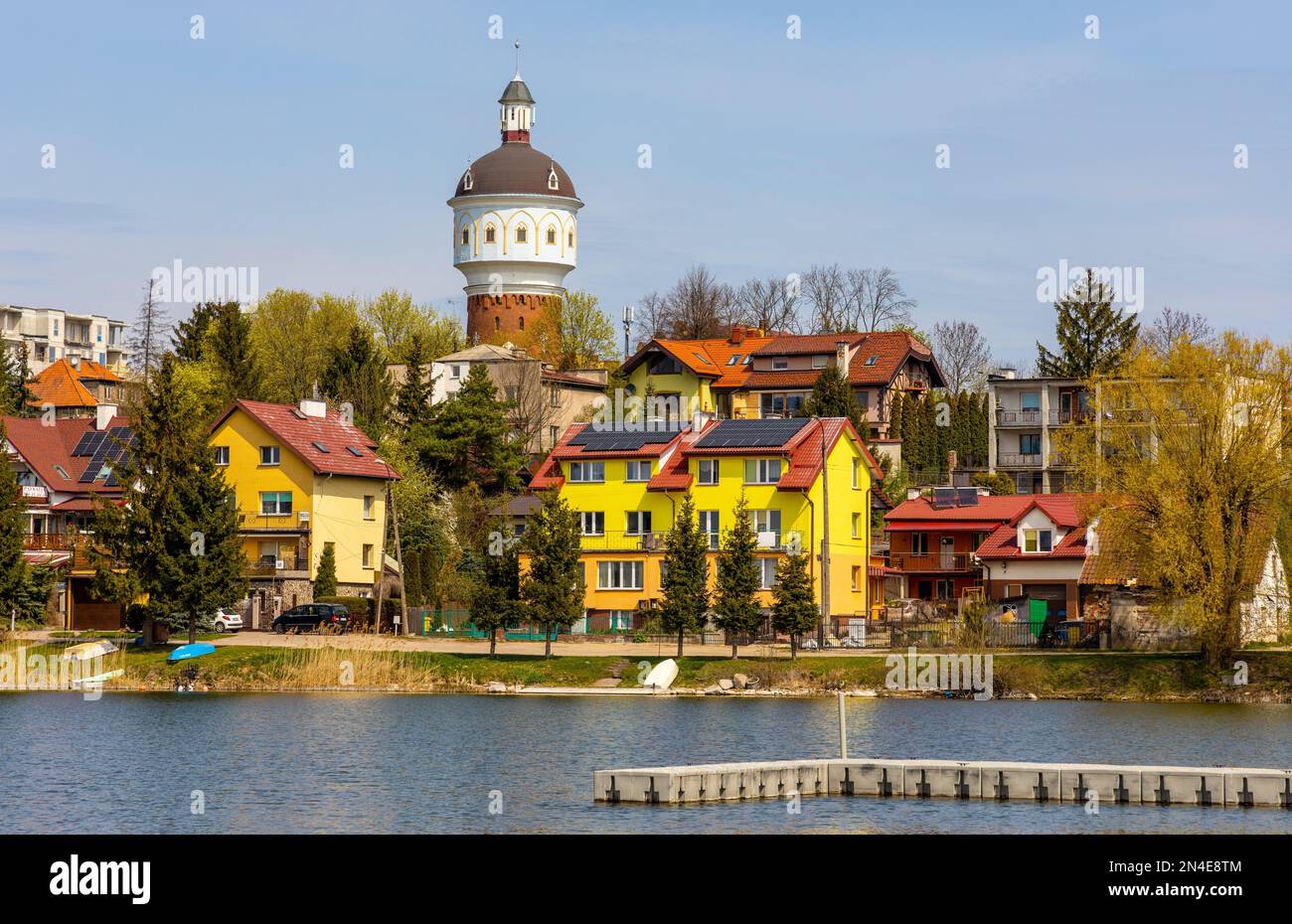 Elk, Poland - May 1, 2022: Panoramic view of Elk town center with ...