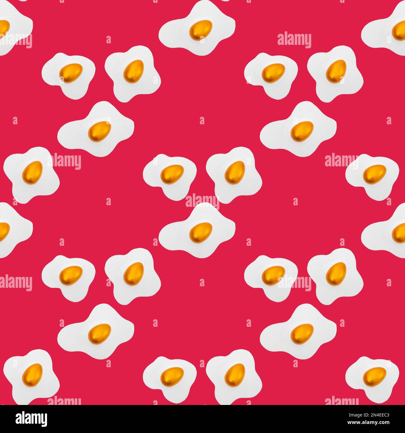 Creative layout made of scrambled eggs with decorated golden Easter ...